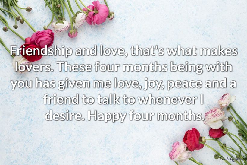 30 Romantic Happy 4 Months Anniversary Messages and Wishes