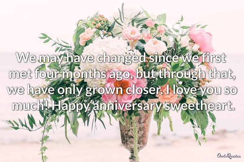 30 Romantic Happy 4 Months Anniversary Messages and Wishes