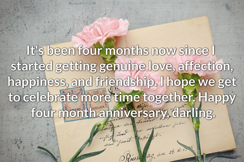 30 Romantic Happy 4 Months Anniversary Messages and Wishes